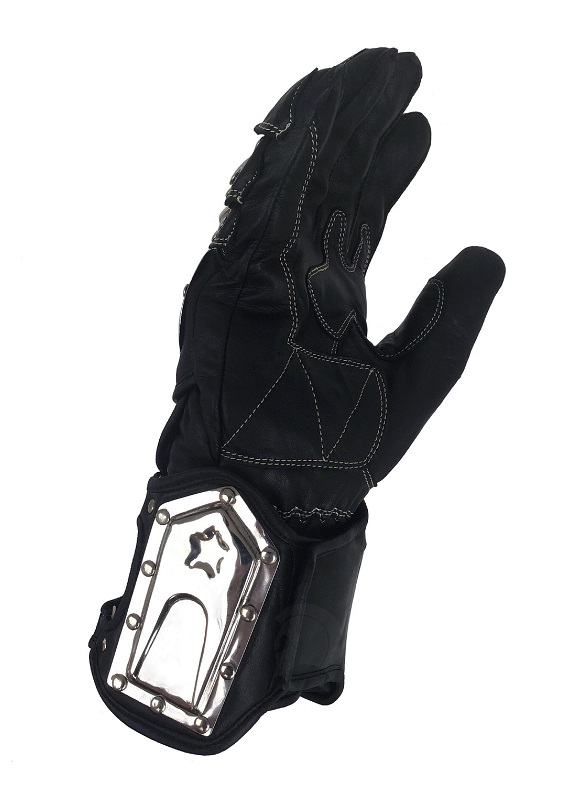 Stainless Steel Gauntlet Leather Gloves
